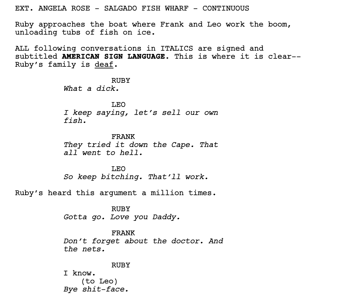 Q. How Do You Format for Sign Language? - Modern Screenplay